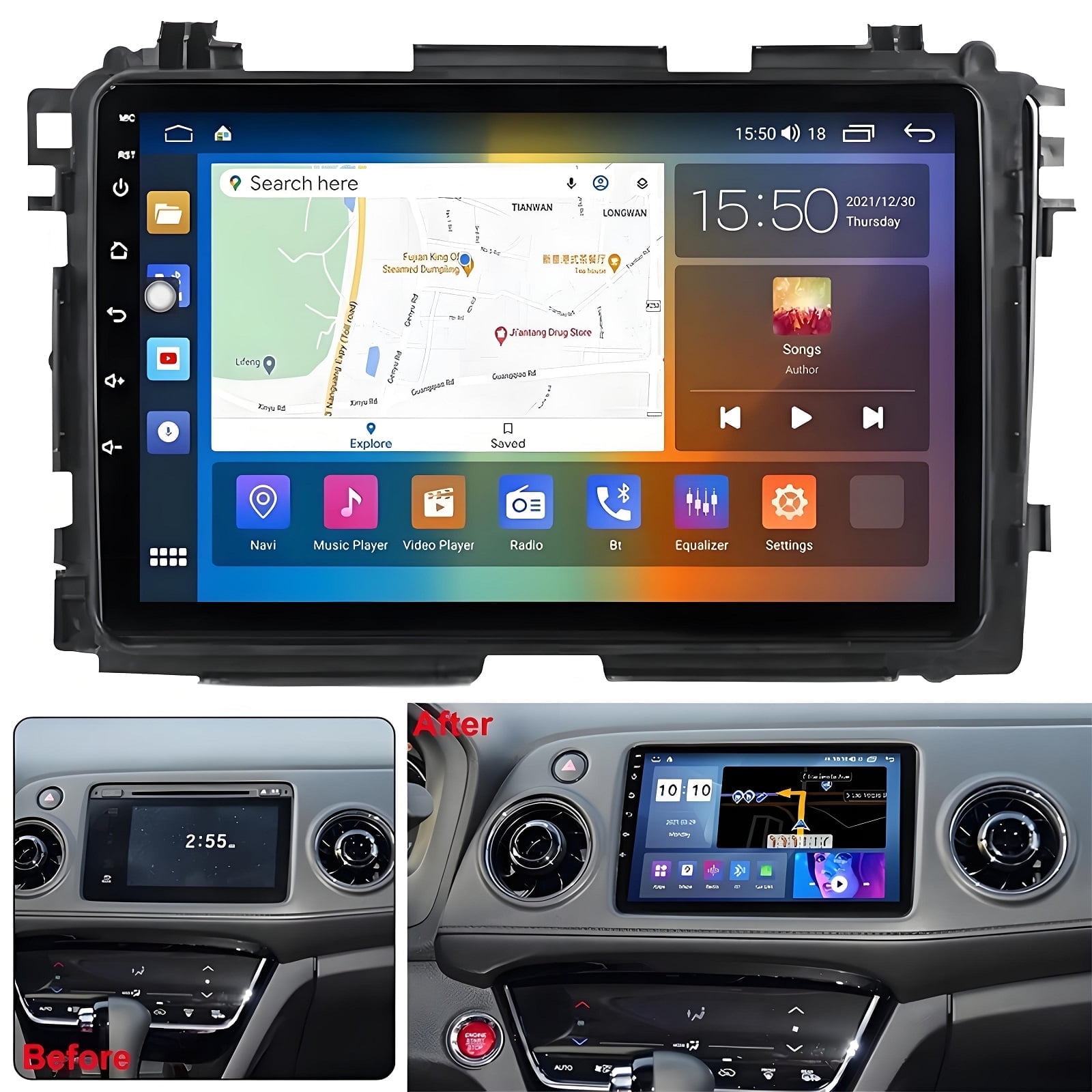 Eforcase 2+32GB Car Stereo Radio for Honda Vezel XRV HR-V 2014-2019 ...