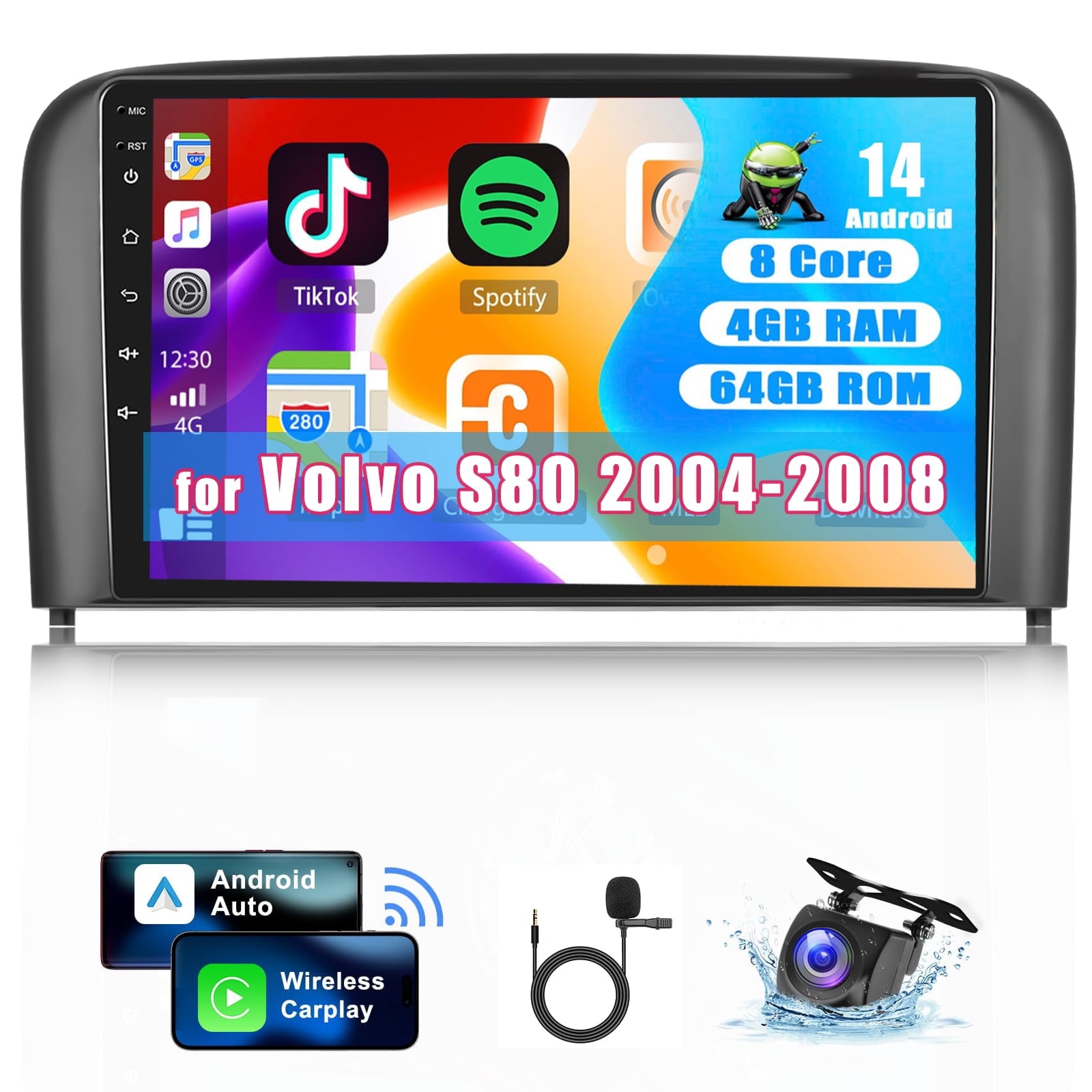 Eforcase 4+64G Car Radio for Volvo S80 2004-2008 with Wireless Carplay ...