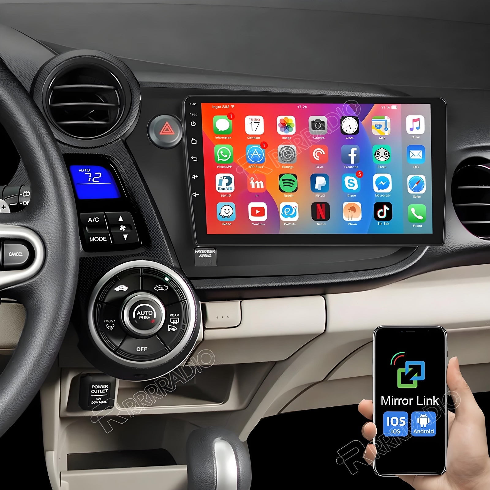 Eforcase 4+64GB Car Stereo Radio for Honda Insight 2009-2014, Carplay ...