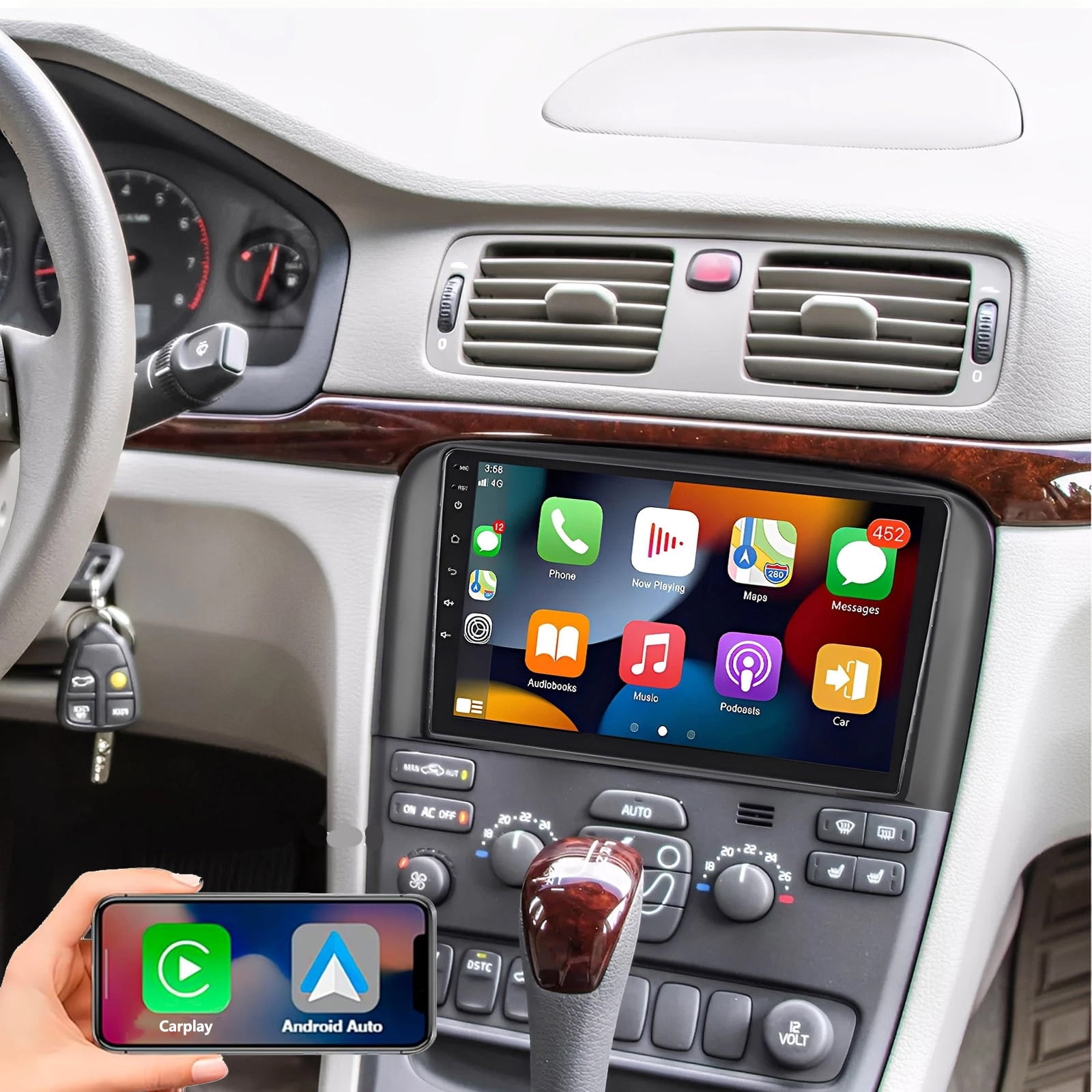 Eforcase 9inch 2+64GB Car Radio Stereo for Volvo S80 2004-2008 with ...