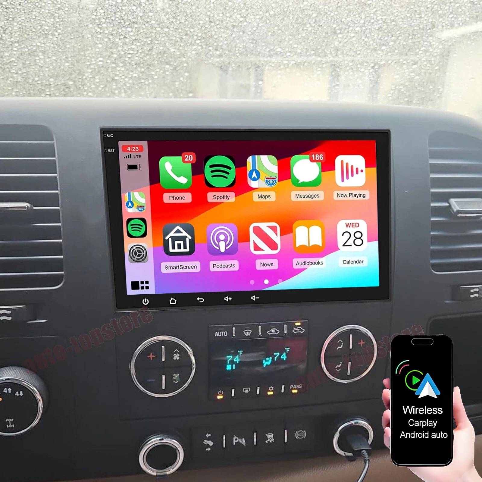 Eforcase Android 13 Car Stereo Radio for GMC Sierra 1500 2008-2013 with ...