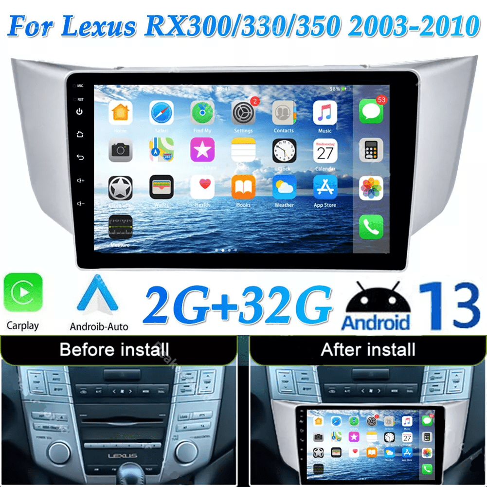 Eforcase Android 13 Car Stereo Radio for Lexus RX300/330/350 2003-2009 ...