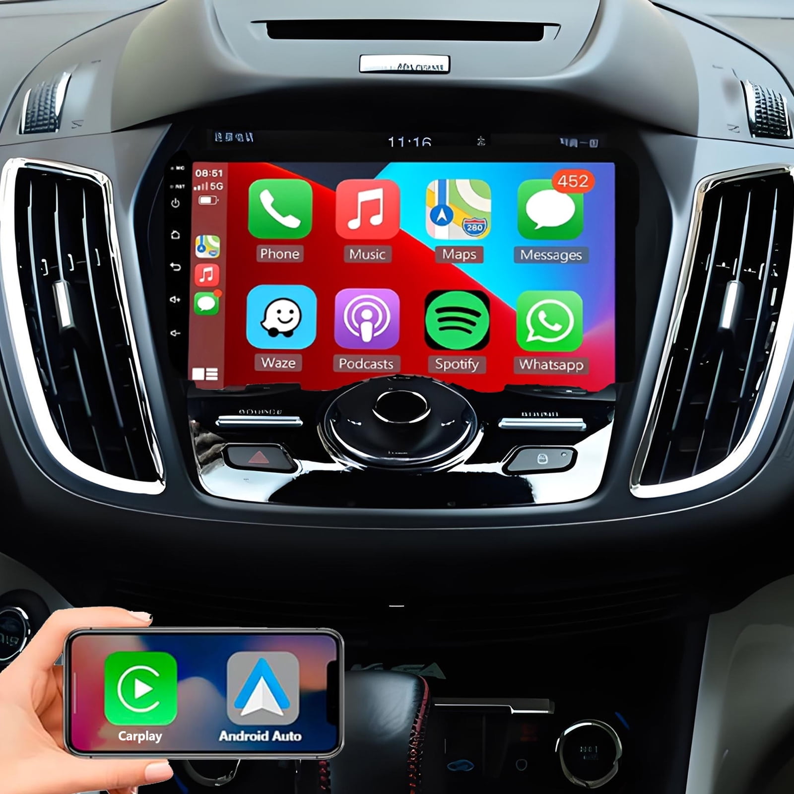 Eforcase Android Car Radio for Ford Escape 2013-2019 Stereo with ...