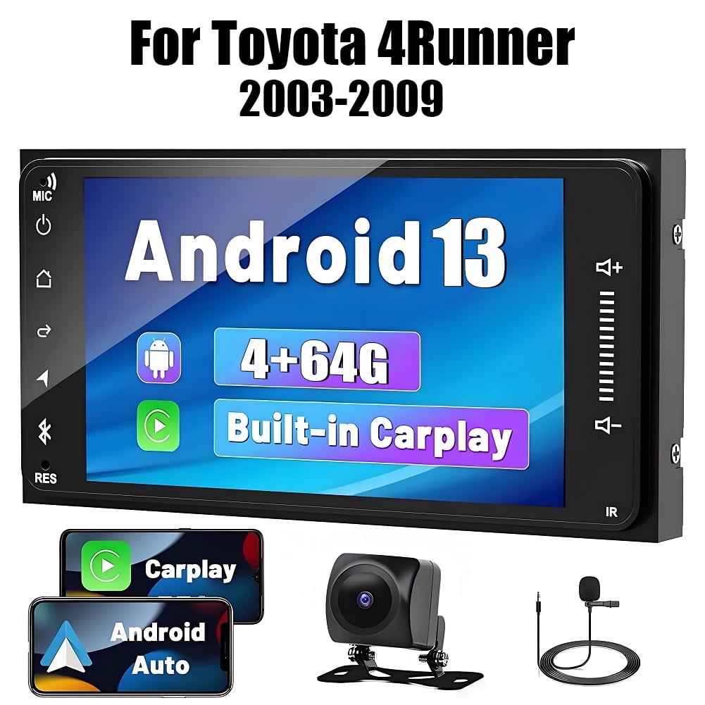Eforcase Car Stereo Radio with Apple Carplay Android Auto for Toyota 4Runner 2003-2009, 7inch HD ...