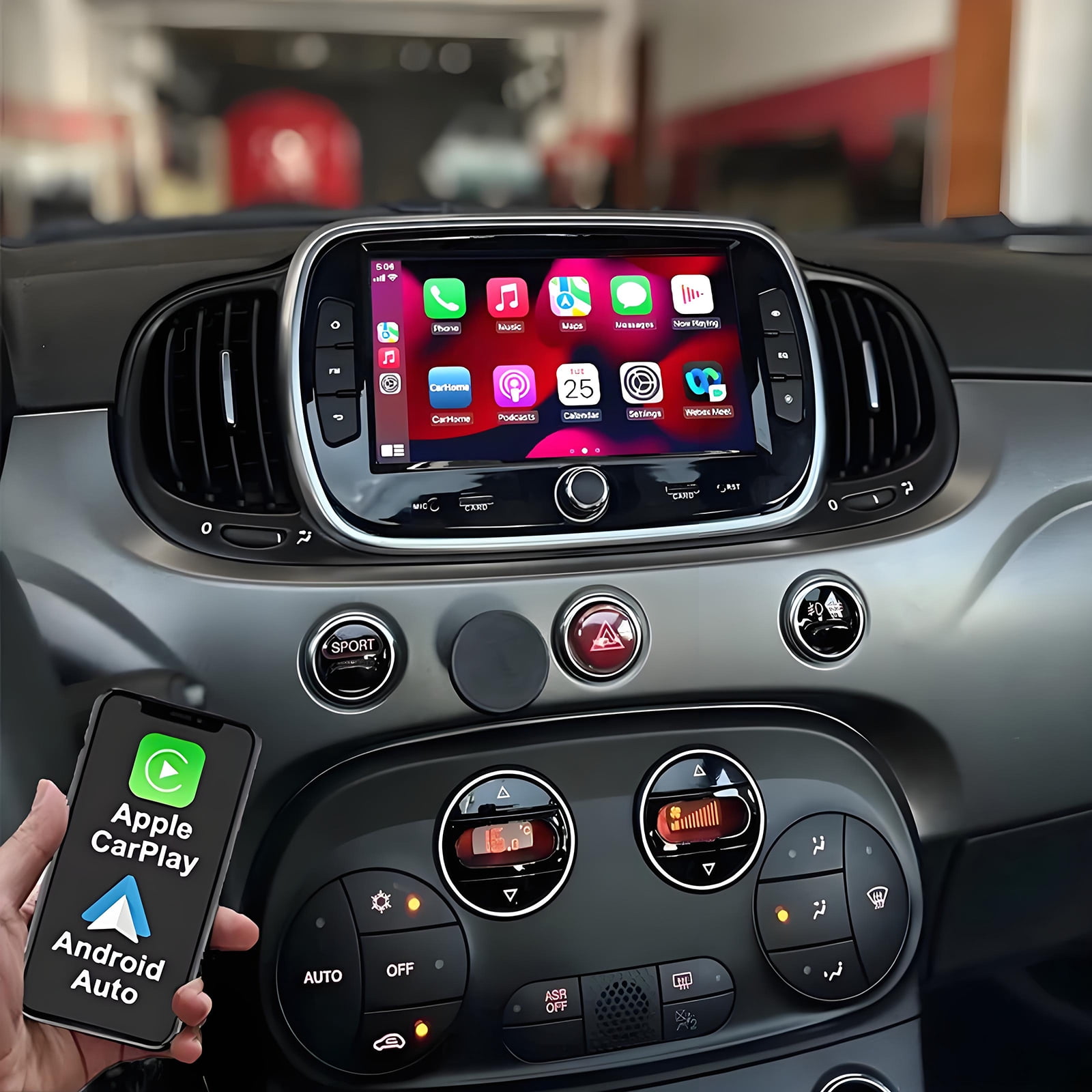 Eforcase Car Stereo Radio for Fiat 500 2016-2019 with CarPlay Android ...