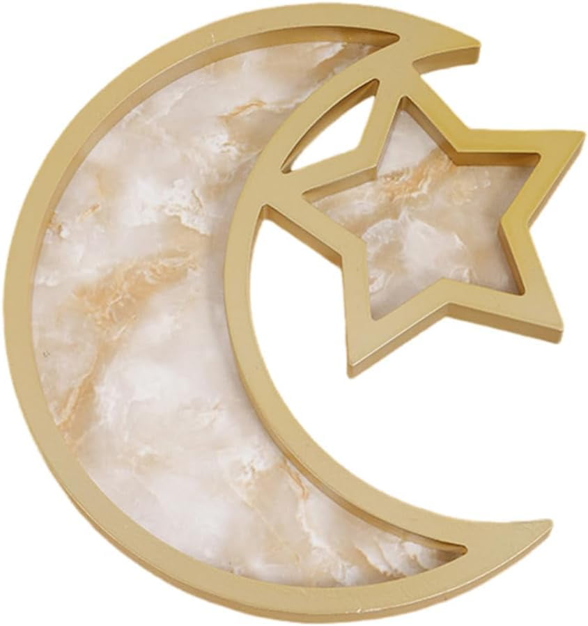 Eforcase Wooden Ramadan Decoration Tray - Crescent Moon Star Tray ...