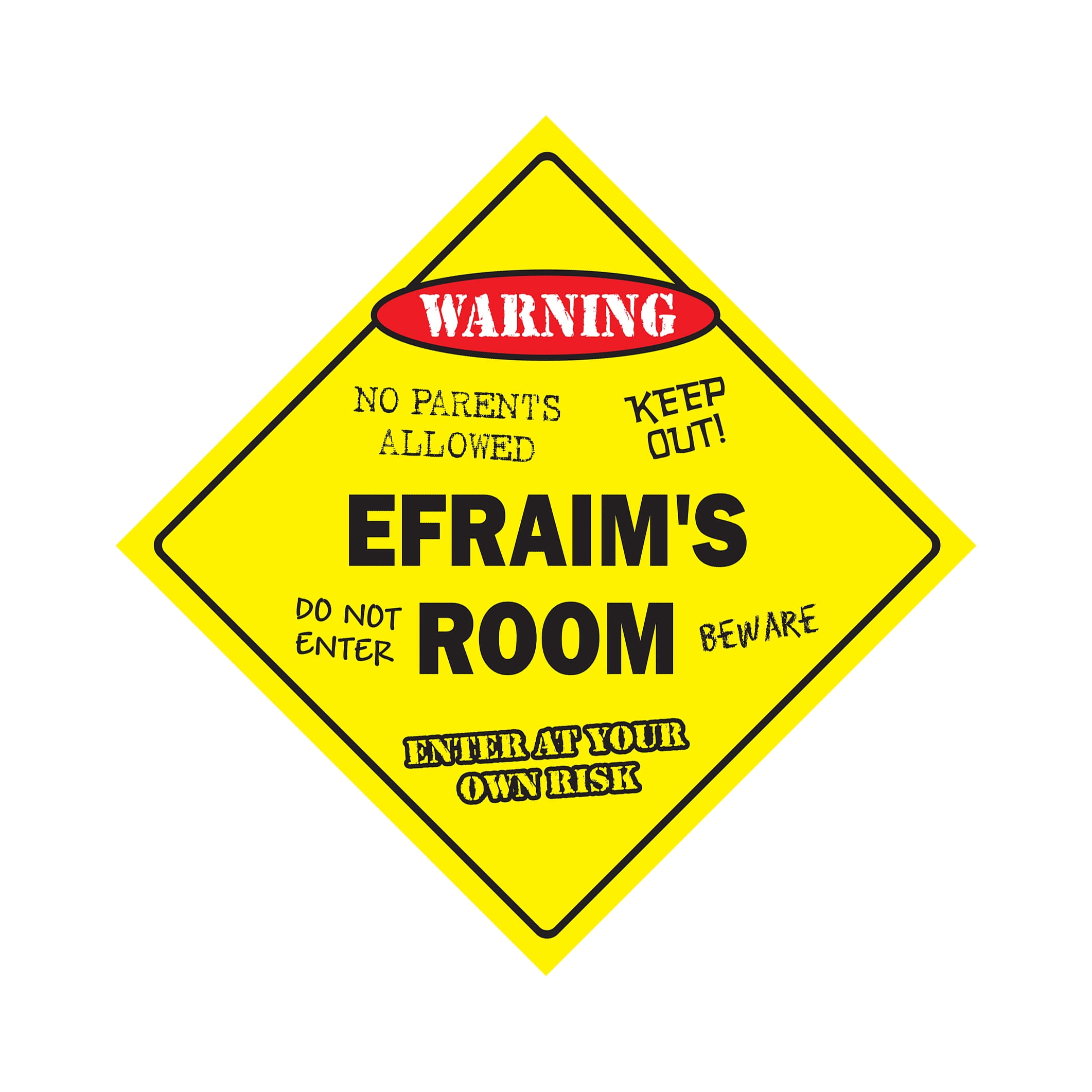 Efraim's Room Sign Crossing Zone Xing | Indoor/Outdoor | 20" Tall kids ...