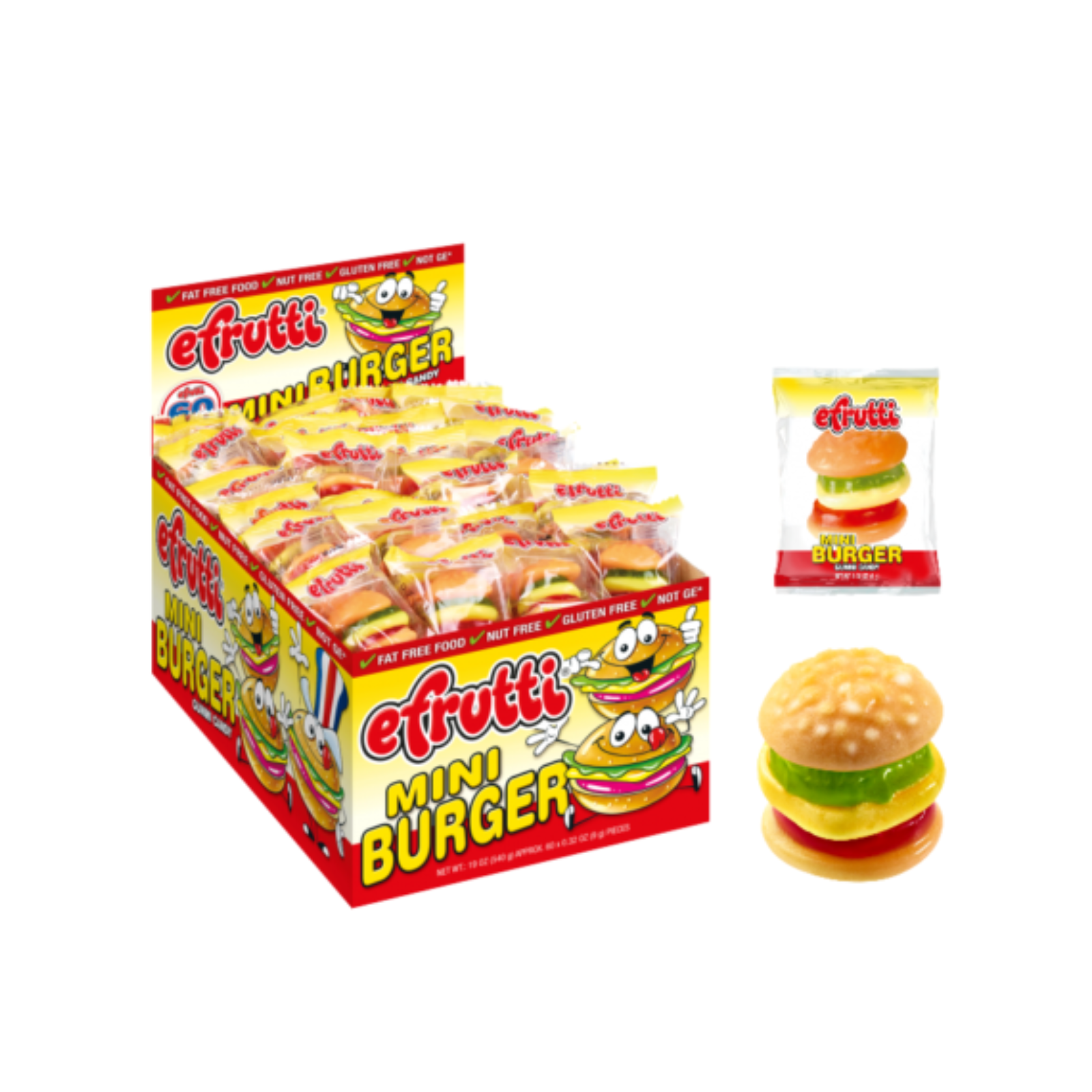 Efrutti Mini Burger, Gummi Candy, 60-Count - Value Bulk Deal - Walmart.com