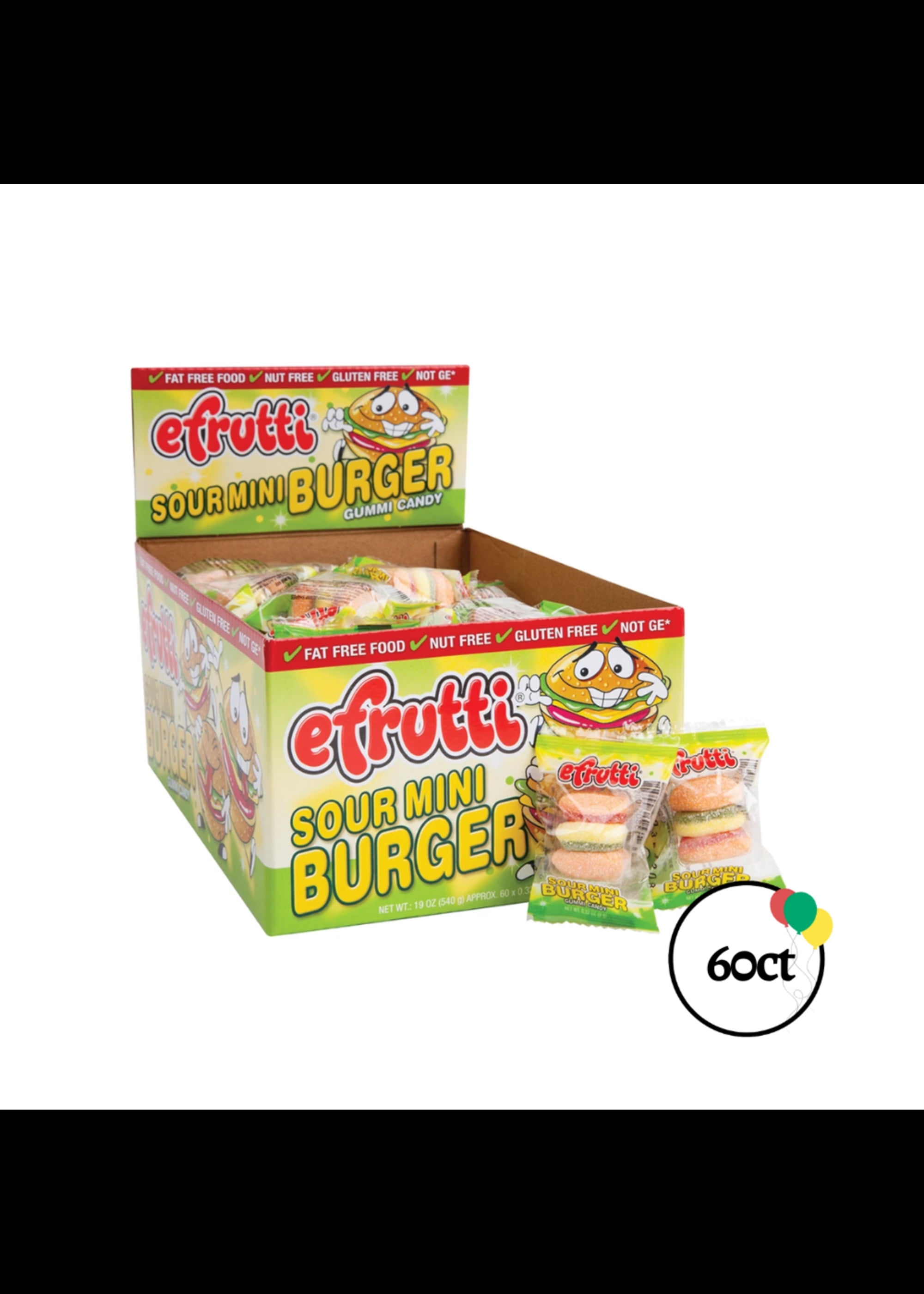 Efrutti Sour Mini Burger Gummi 60 ct - Walmart.com