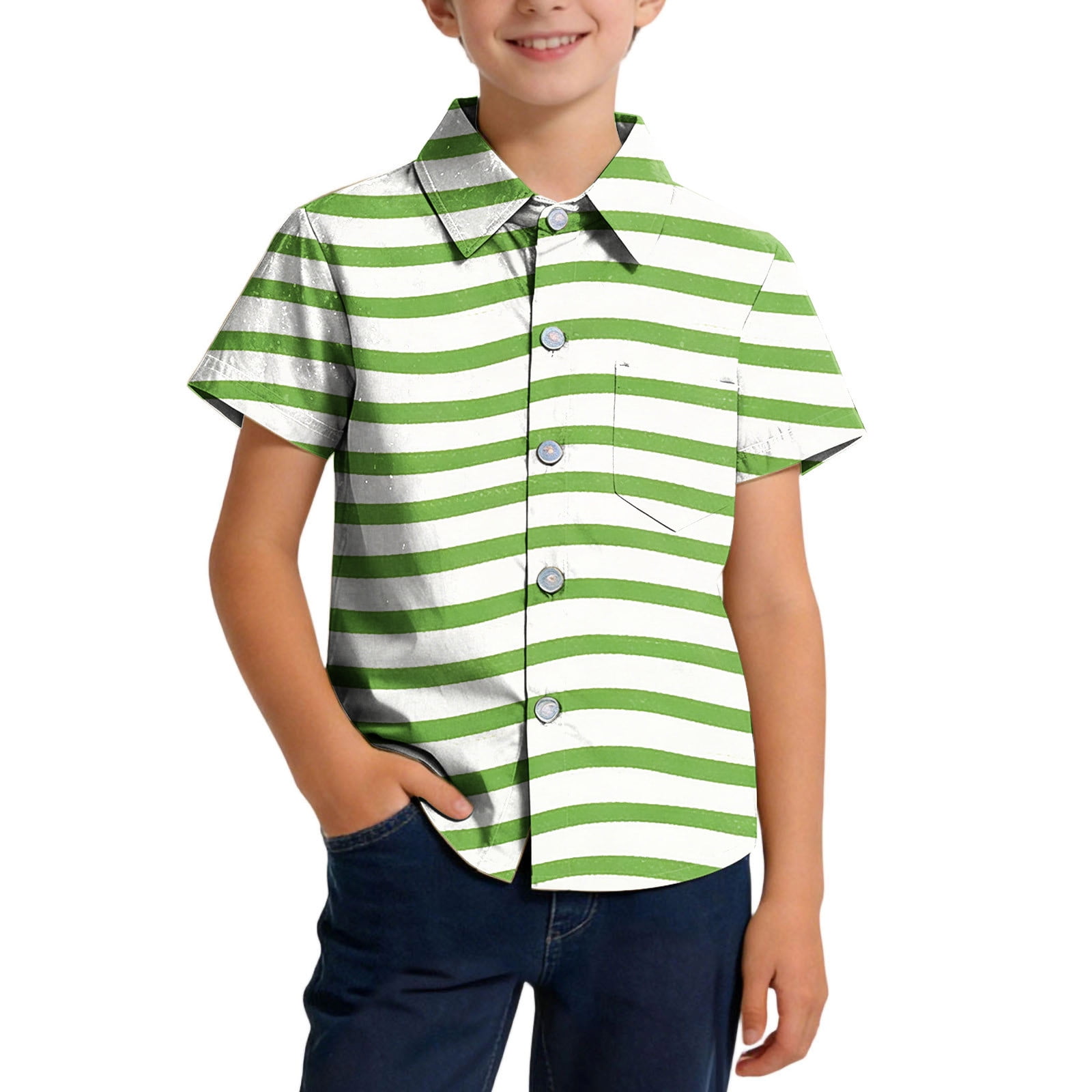 Efsteb Boys Button Down Shirt Button Lapel School Uniform Shirt Short ...