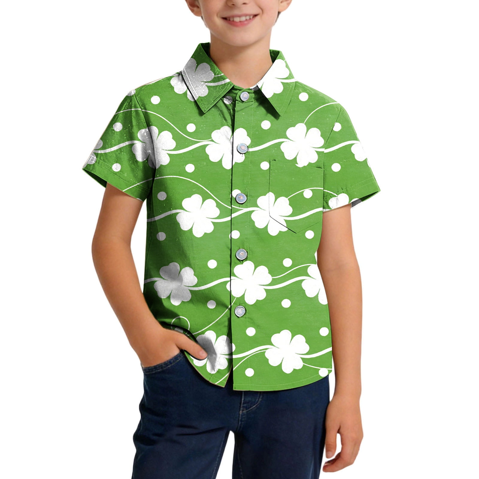 Efsteb Boys Button Down Shirt Fashion Print Graphic Tee Button Lapel ...