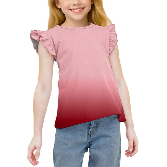 Efsteb Girl Shirts Short Sleeve Ruffle Sleeve Tee Shirts Comfy Crew ...