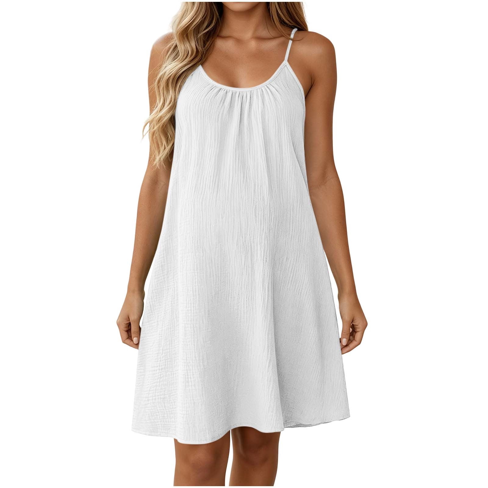 Efsteb Mini Dresses for Women Summer Sleeveless Spaghetti Strap Casual ...