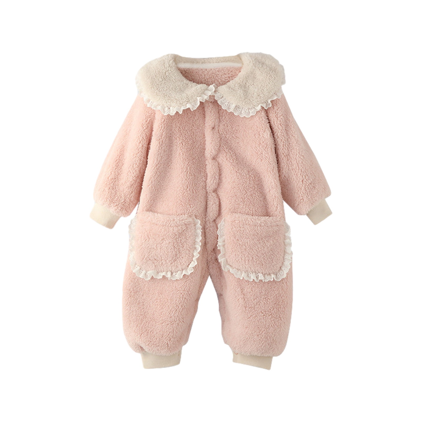 Efsteb Newborn Toddler Baby Girls Boys Fleece Rompers Infant Thick Winter Warm Outerwear Long ...