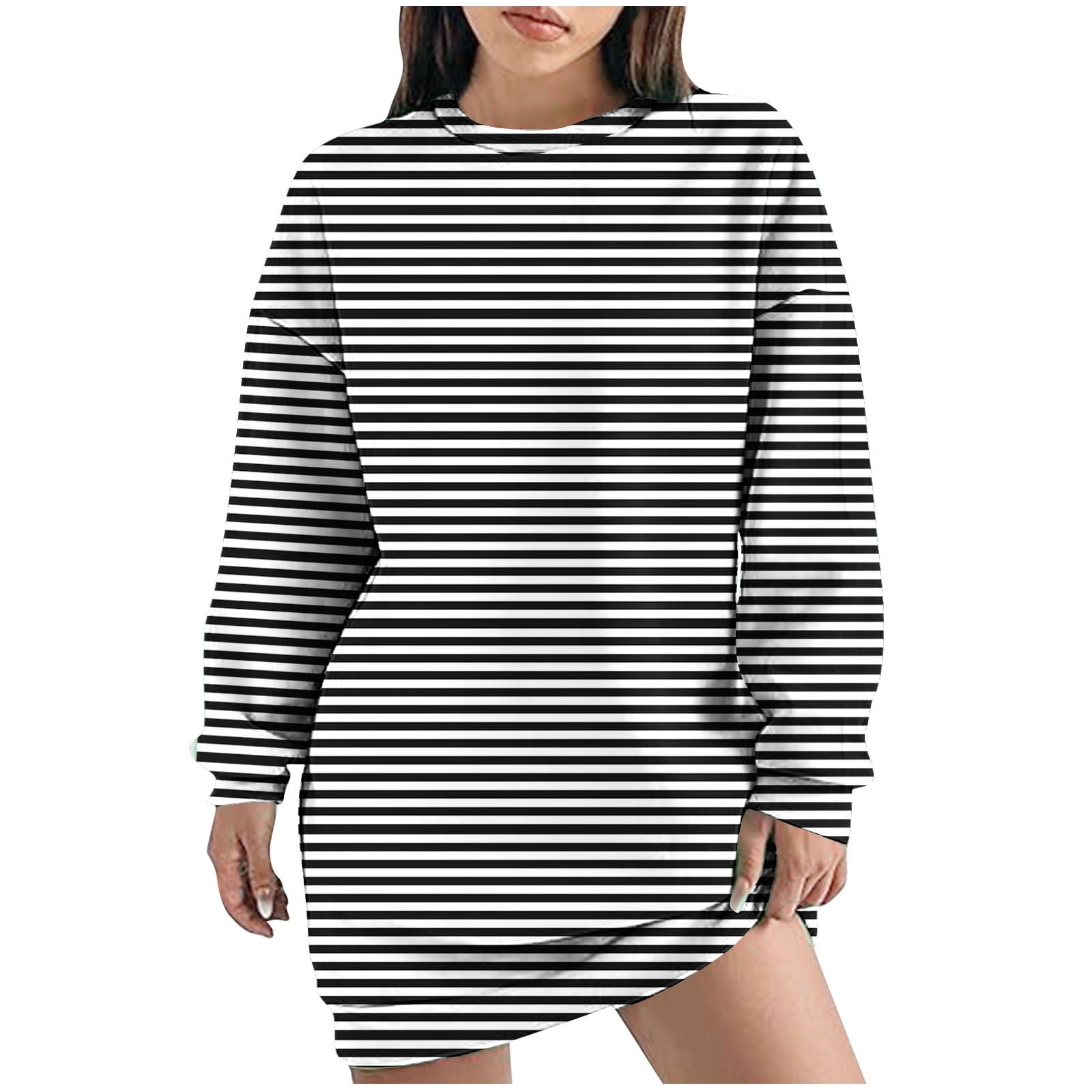 Efsteb Sweatshirt Dresses for Women Crew Neck Long Sleeve Pullover ...