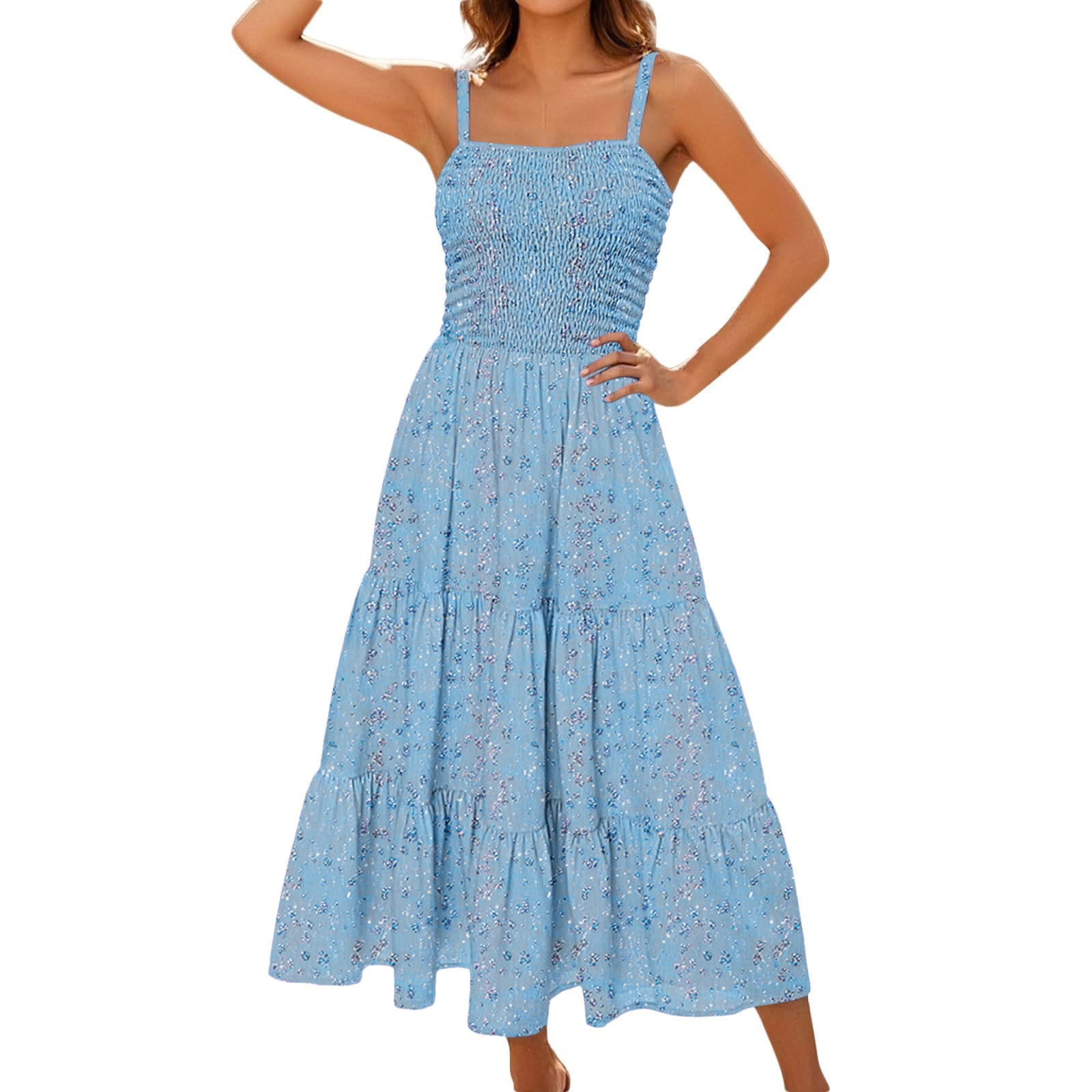 Efsteb Women's Summer Dresses Sundress Spaghetti Strap Tank Dress ...