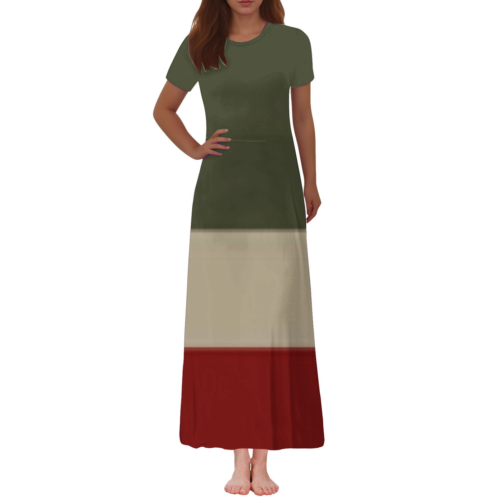 Efsteb Womens Summer Dresses Crew Neck Long Dress Short Sleeve Dress ...