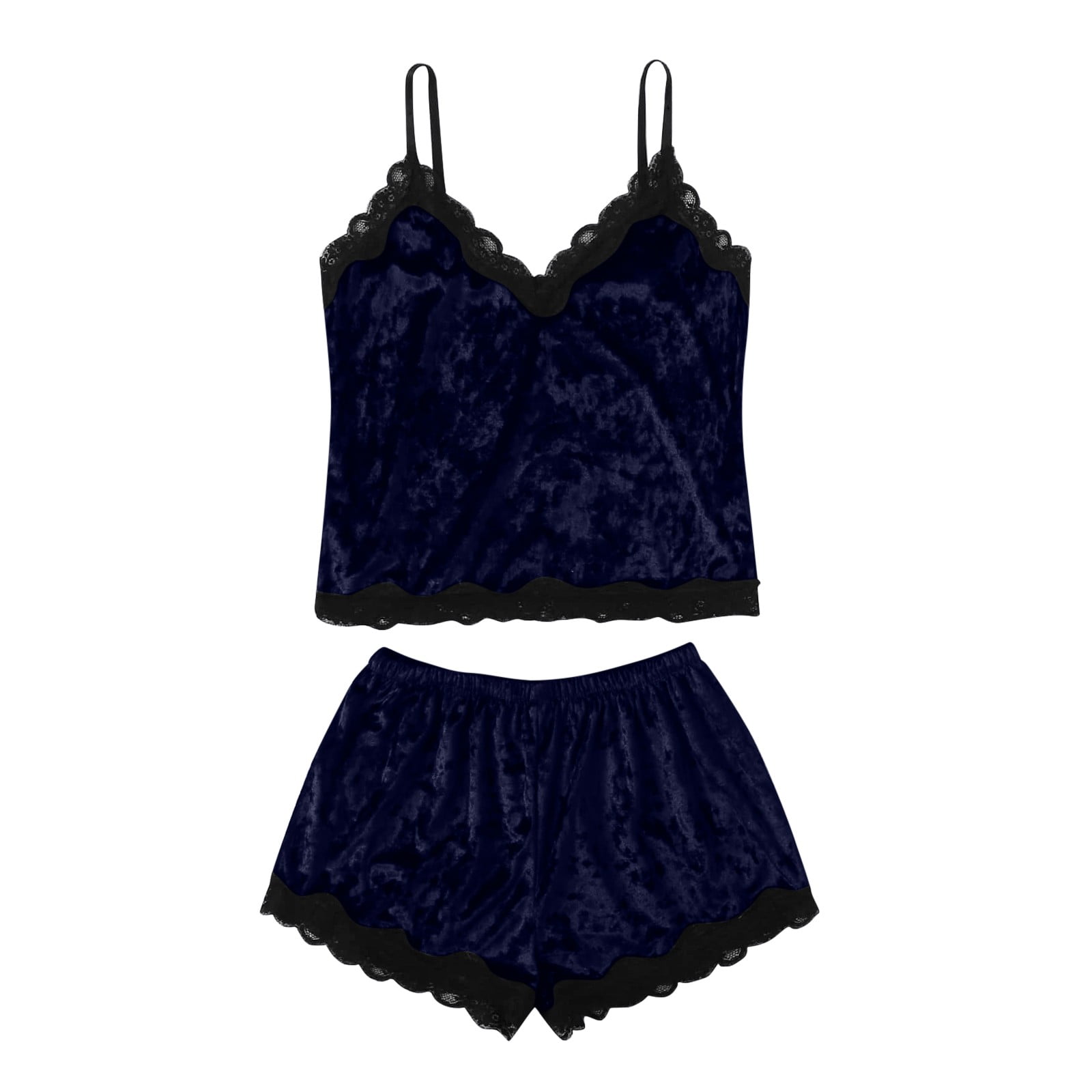 Efsteb Womens Two Piece Sleepwear Set Suede Lingerie Underwear