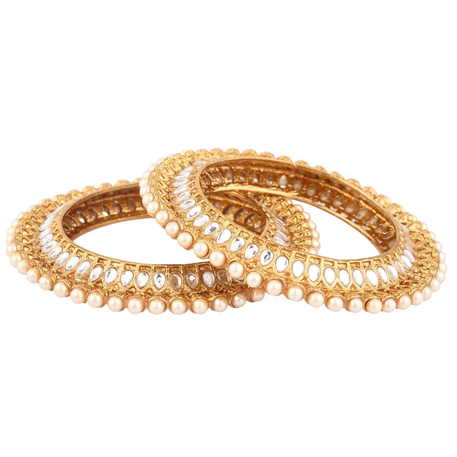 Efulgenz Indian Bangle Set Bollywood Crystal Faux Pearls Bangle ...