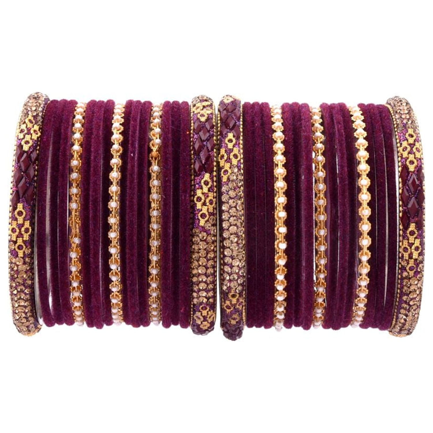 Efulgenz Indian Bangle Set Rhinestone CZ Crystal Bangle Faux Pearl ...