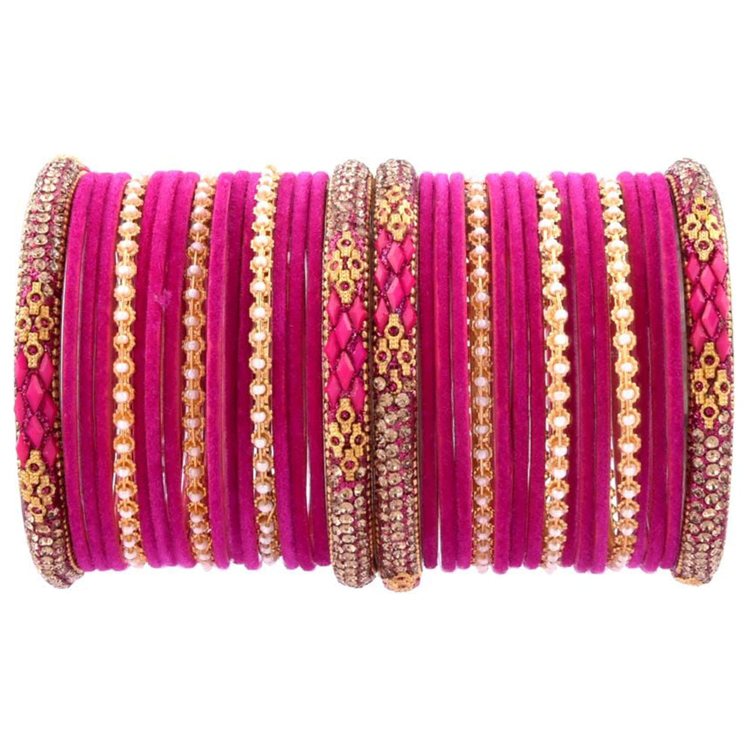 Efulgenz Indian Bangle Set Rhinestone CZ Crystal Bangle Faux Pearl ...