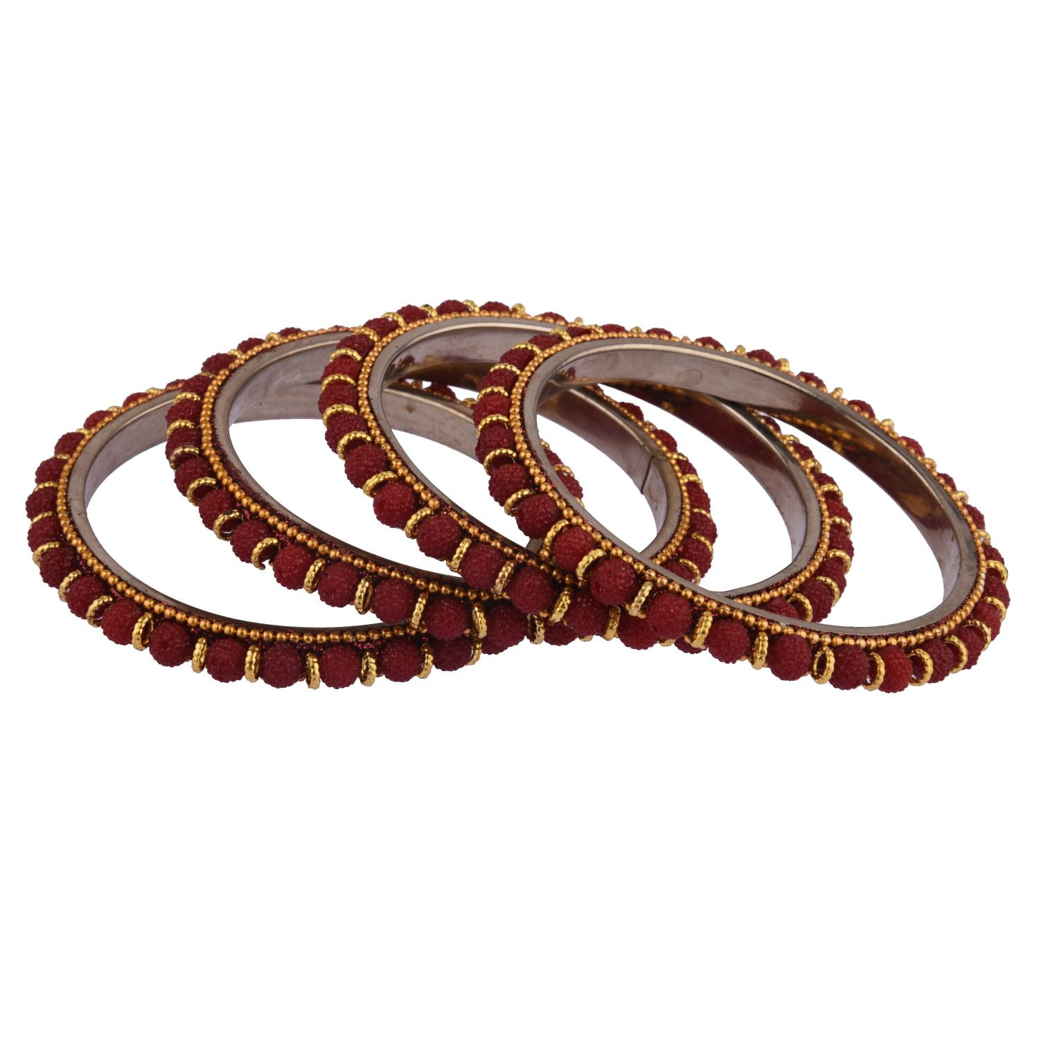 Efulgenz Indian Beaded Bangles Faux Pearl Maroon Bangle Traditional ...