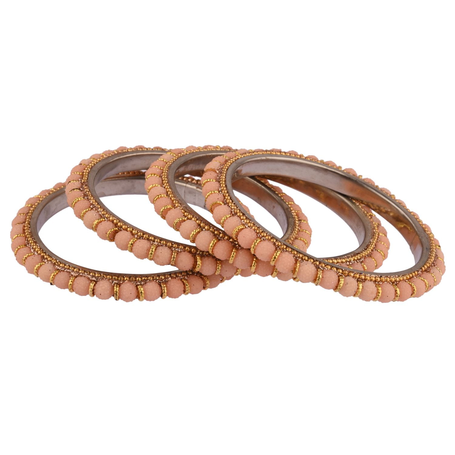 Efulgenz Indian Beaded Bangles Faux Pearl Peach Bangle Traditional ...