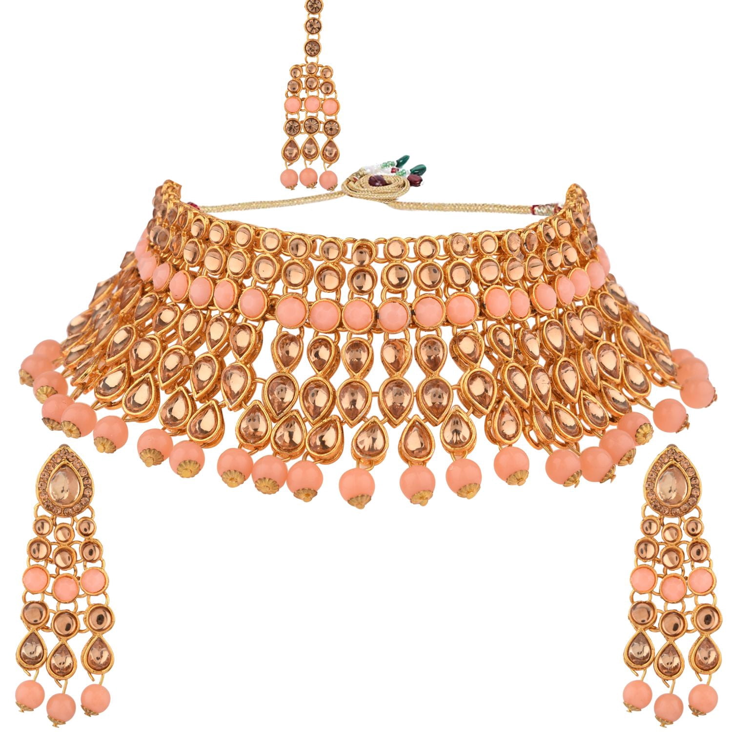 Efulgenz Indian Jewelry Set Kundan Crystal Choker Necklace Dangle ...