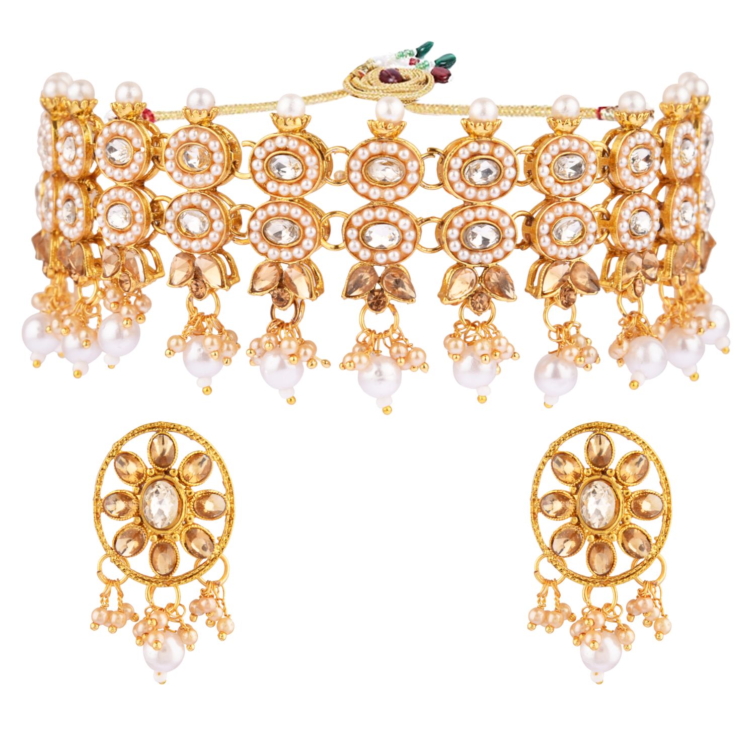 Efulgenz Indian Jewelry Set for Women Crystal Faux Pearl Jewelry Set ...