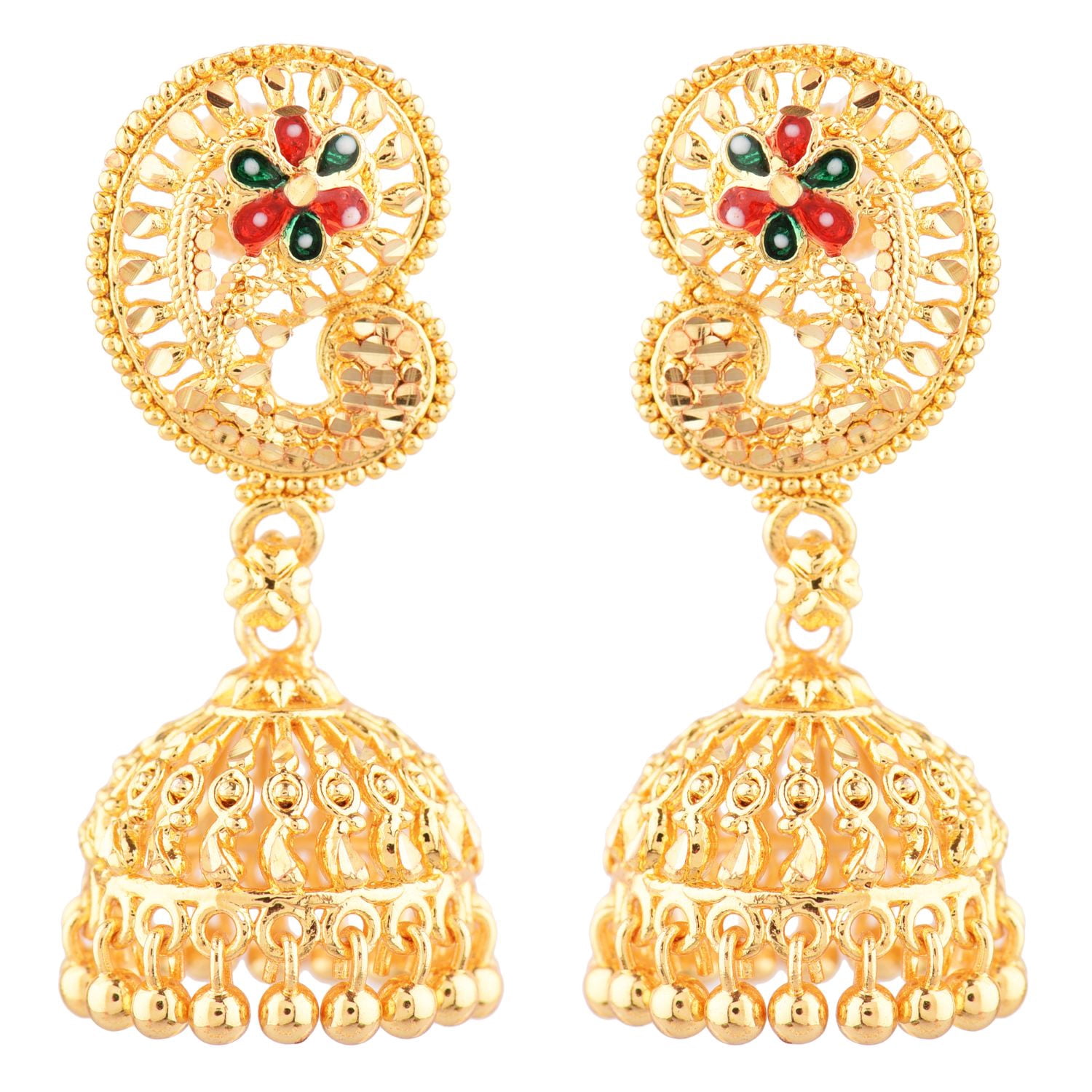 Efulgenz Indian Jewelry Traditional Gold Tone Peacock Jhumka Jhumki ...