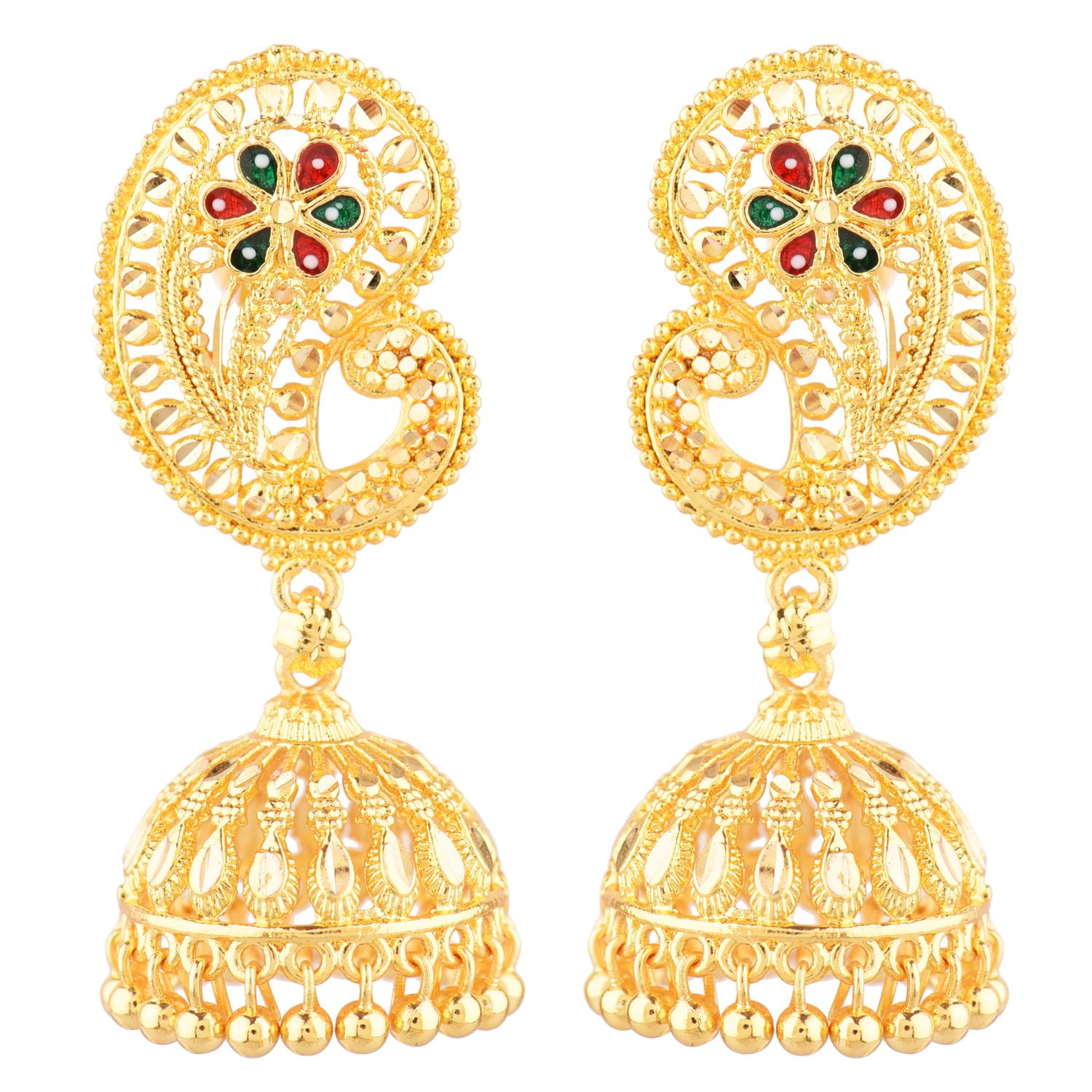 Efulgenz Indian Jewelry Traditional Gold Tone Peacock Jhumka Jhumki ...