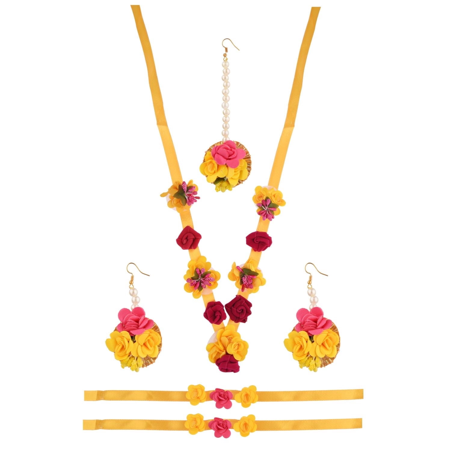 Efulgenz Indian Wedding Haldi Mehandi Handmade Flower Jewelry Set ...
