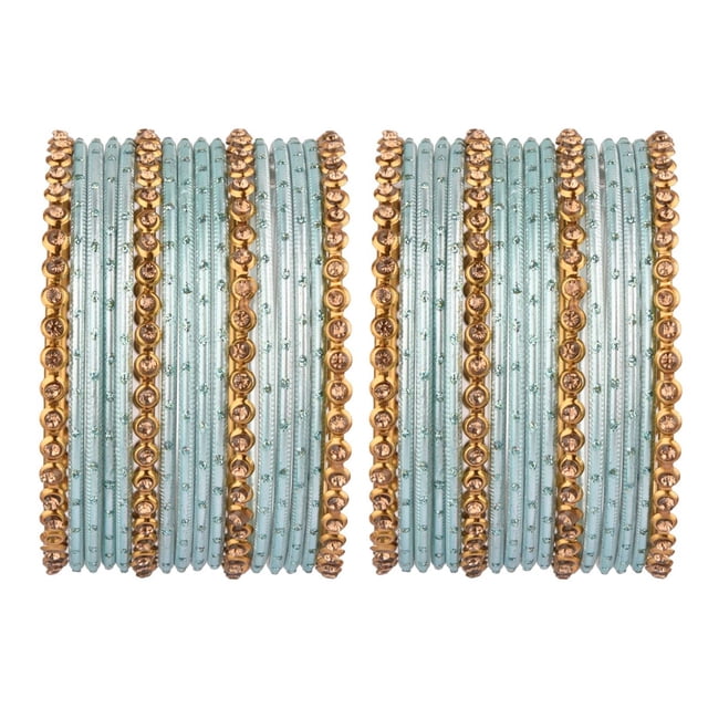 Efulgenz Metal Bangle Set Oxidized Crystal Bangles with Glossy Finish ...