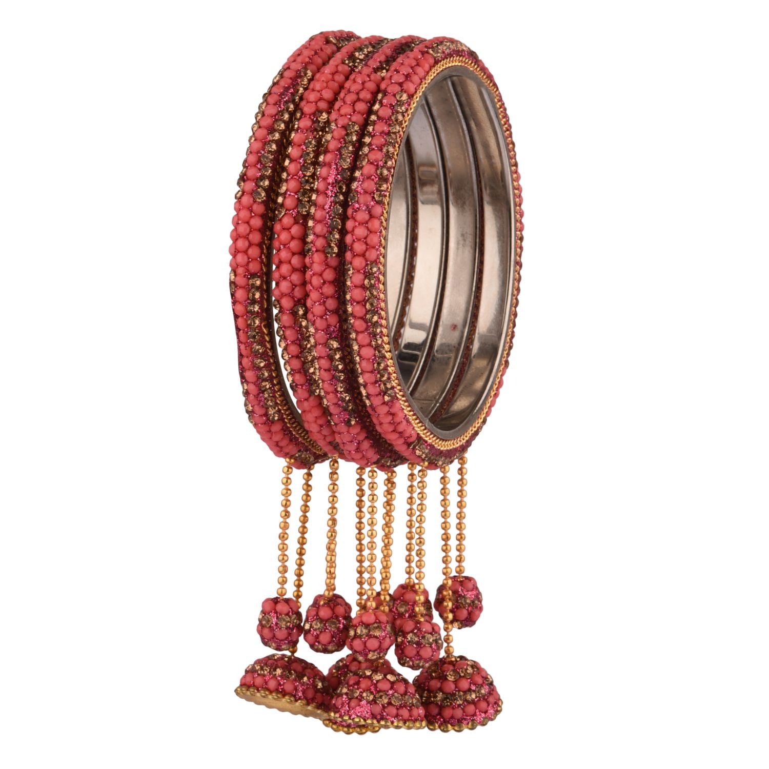 Efulgenz Pink Rhinestone Crystal Beaded Bracelet Bangle Set with ...