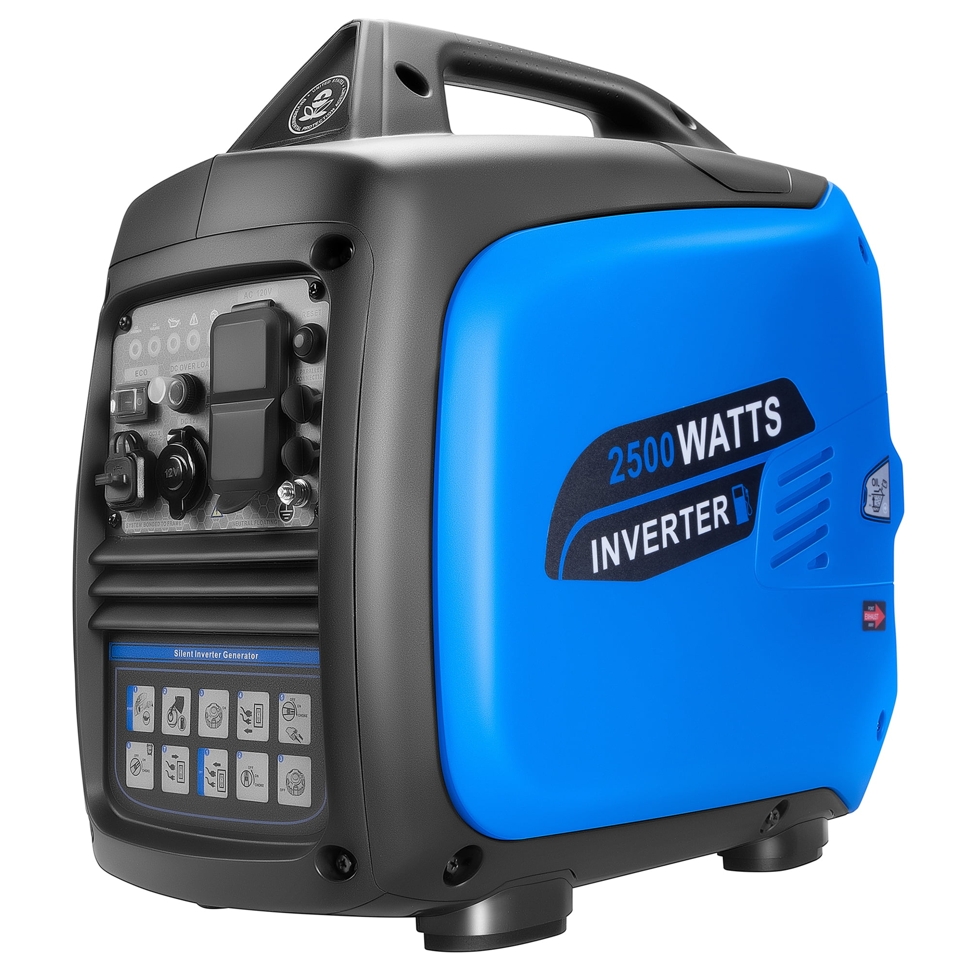 Efurden 2500-Watt Portable Inverter Generator Gas Powered, EPA ...