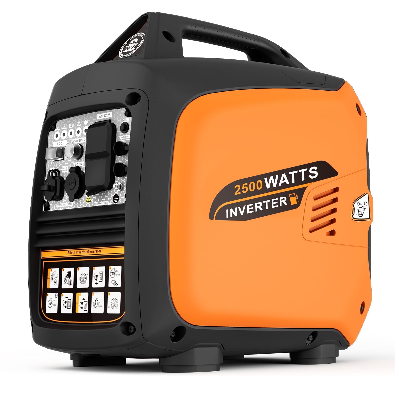 Efurden 2500-Watt Portable Inverter Generator Gas Powered, EPA ...