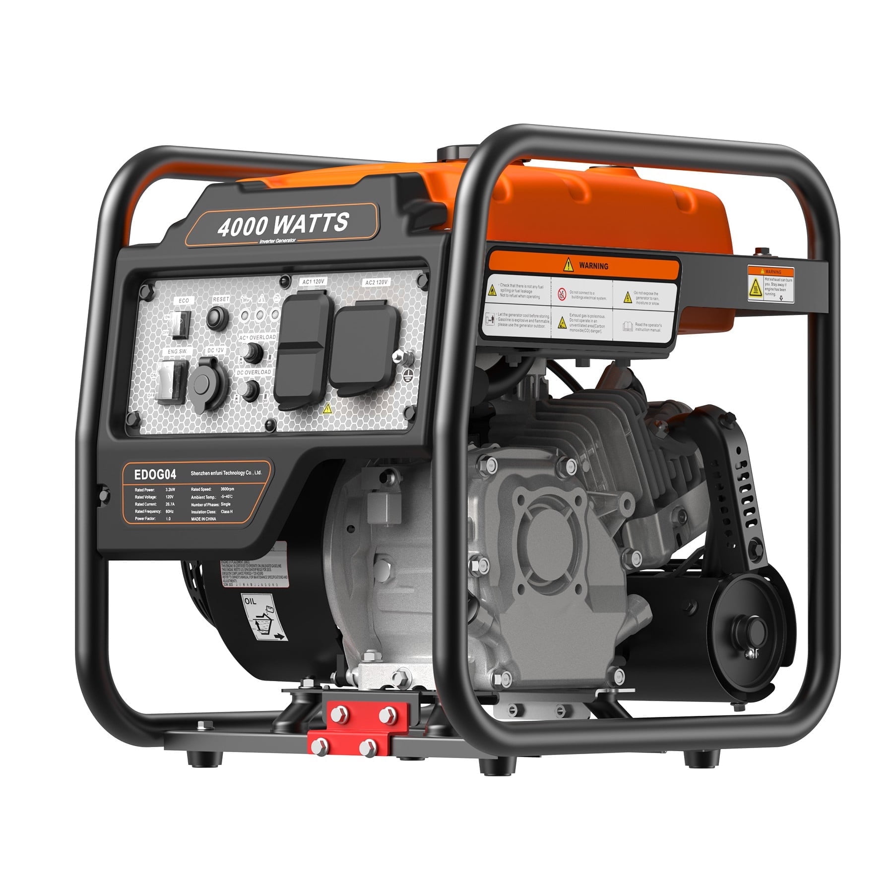 Efurden 4000-Watt Portable Inverter Generator, Gas Powered Generator ...