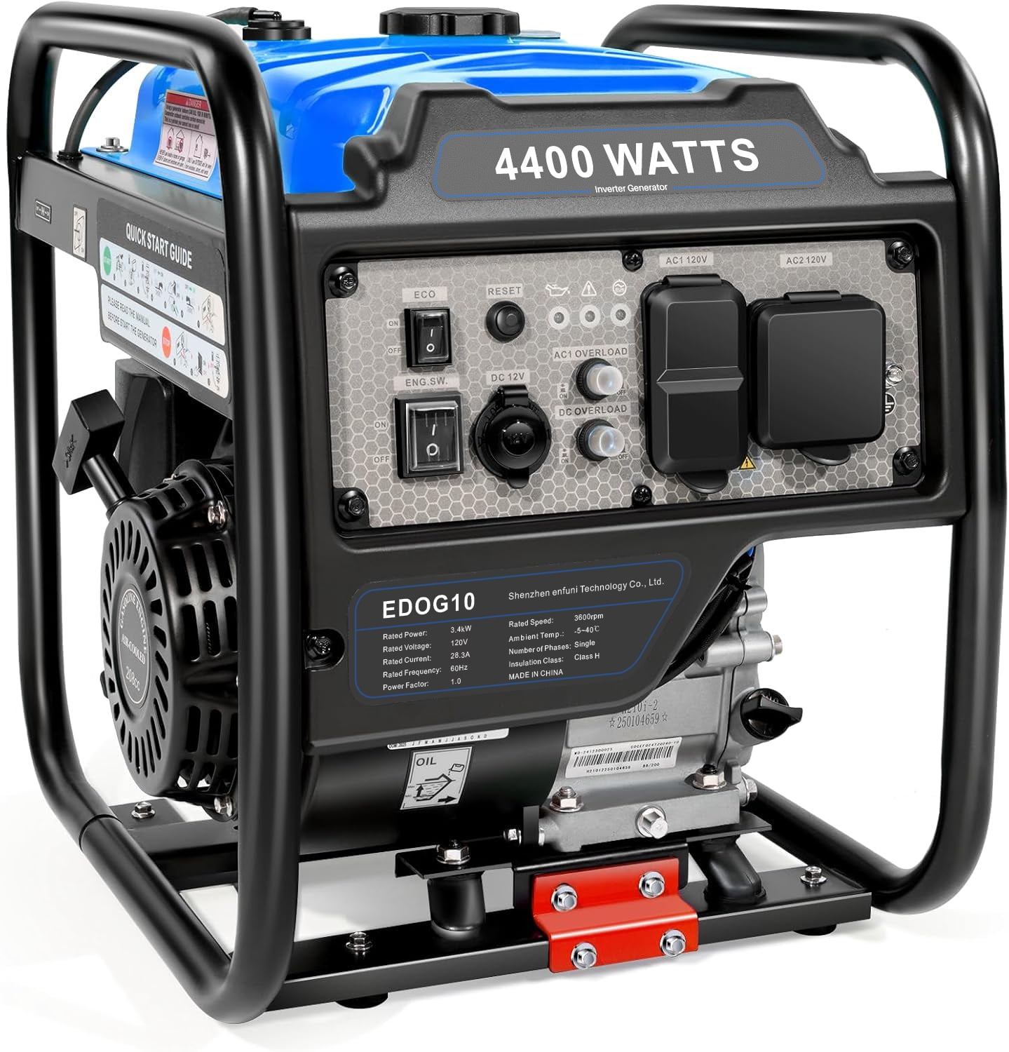 Efurden 4400W Inverter Generator Gas Powered, Portable Gas Generator ...