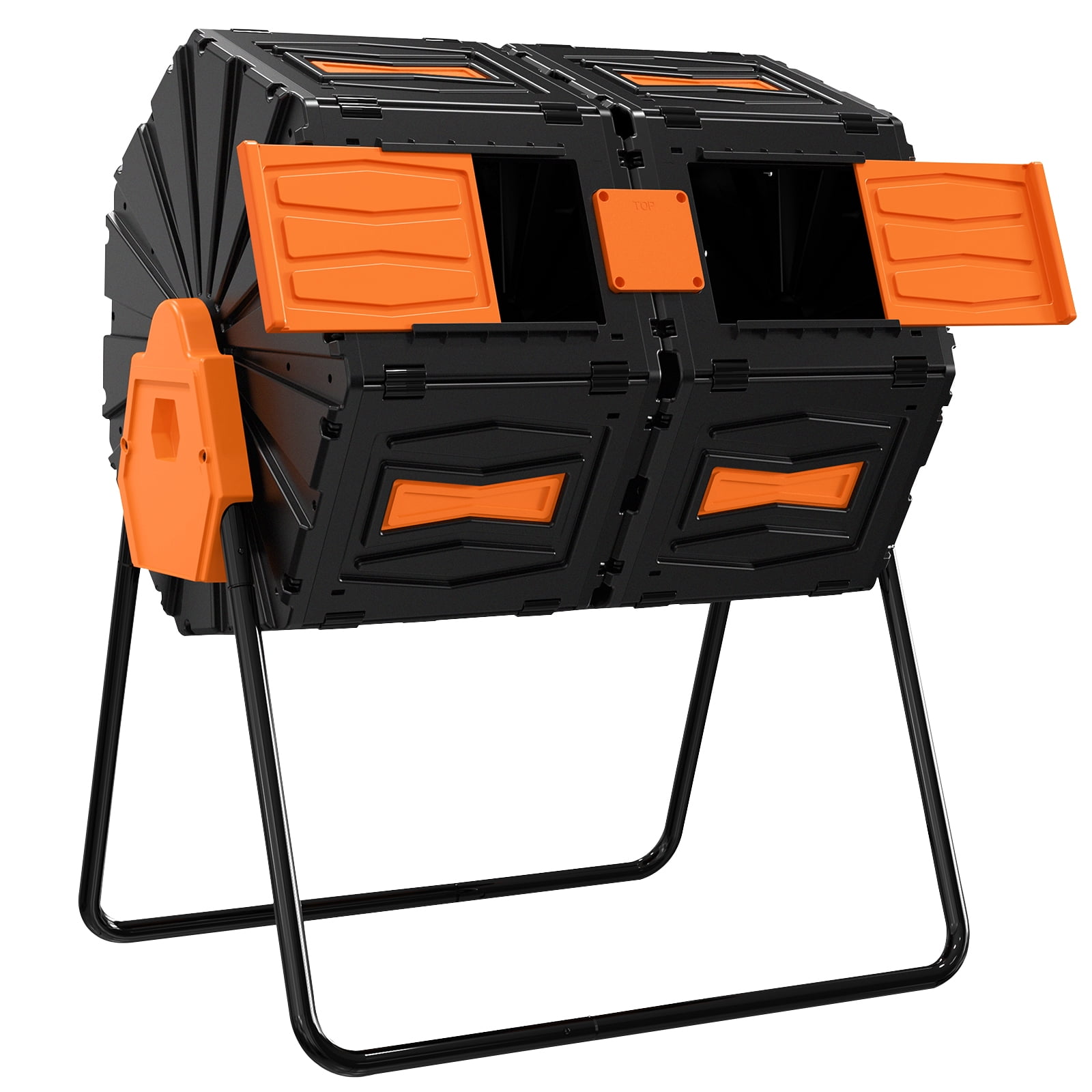 Efurden Dual Chamber Compost Bin, Outdoor Rotating Compost Tumbler with ...