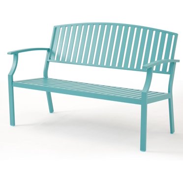 Grand Patio Garden Bench, Outdoor Metal Frame, Weathered Gray, Rust ...