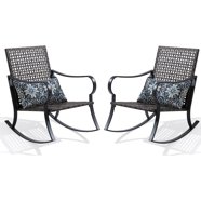 Outdoor Wicker Rocking Chair with Cushion, Cream, Dark Brown - Walmart.com