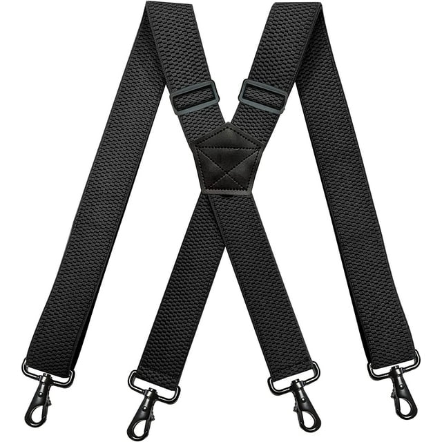 Egebert 1 1 2 Inch Wide Suspenders For Men Heavy Duty 4 Black Snap