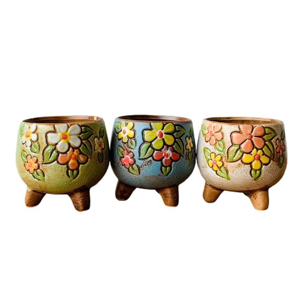 Egebert Ceramic Plant Pots Decorative: 3PCS Flower Pots Succulent ...