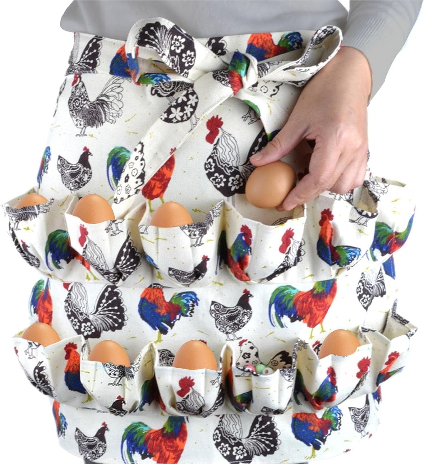 Egg Apron with 12 Deep Pockets, Egg Collecting Apron for Chicken Duck ...