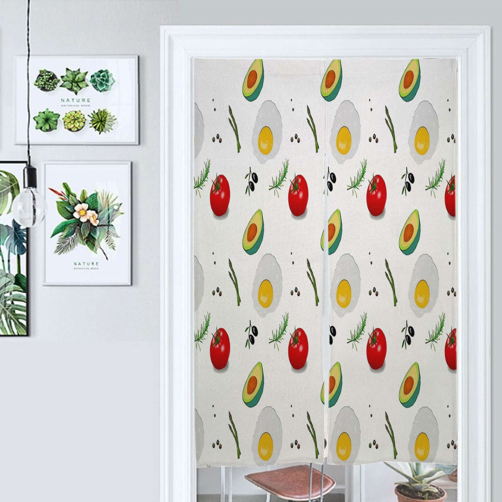 Egg,Avocado And Tomato Pattern Door Curtain Nordic Living Room DoorCurtain Porch Partition ...