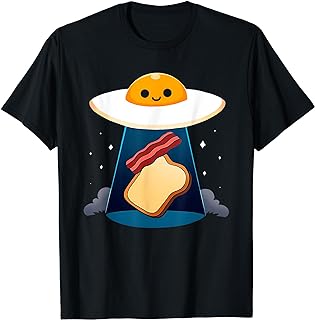 Egg Bacon Bread UFO Abducting Fun Alien Breakfast Food Lover T-Shirt ...