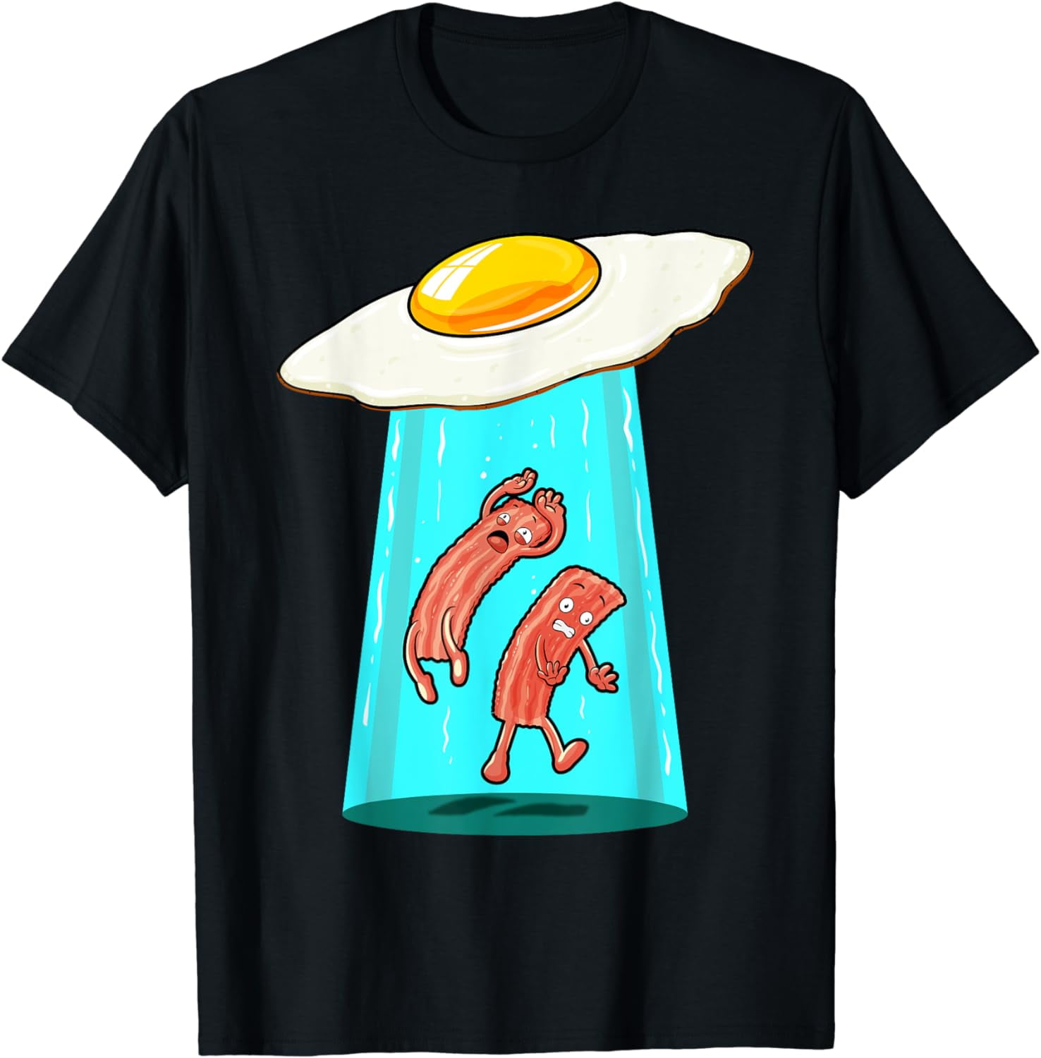 Egg Bacon UFO Abducting Funny Alien Breakfast Food Lover T-Shirt ...