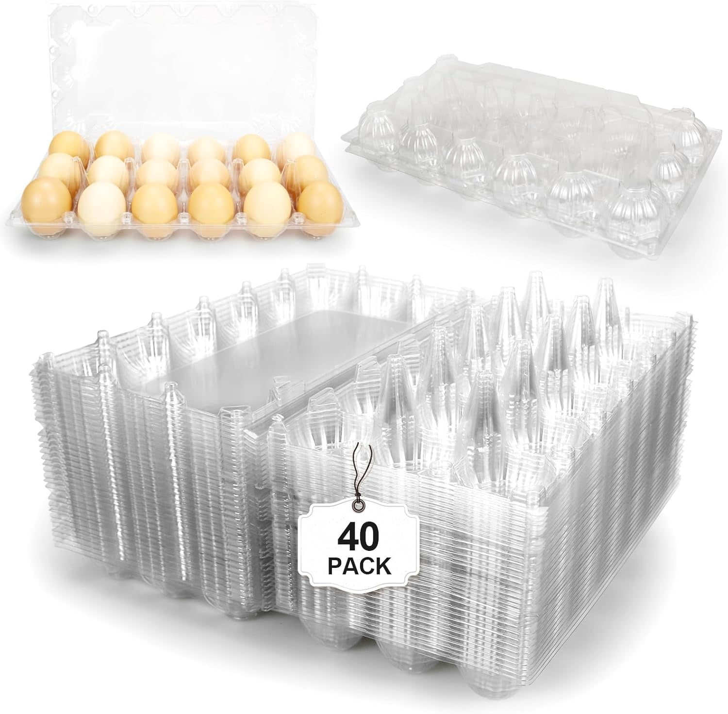 Egg Cartons 18 Count - 40 Pack Egg Cartons Cheap Bulk - 3x6 Grids ...