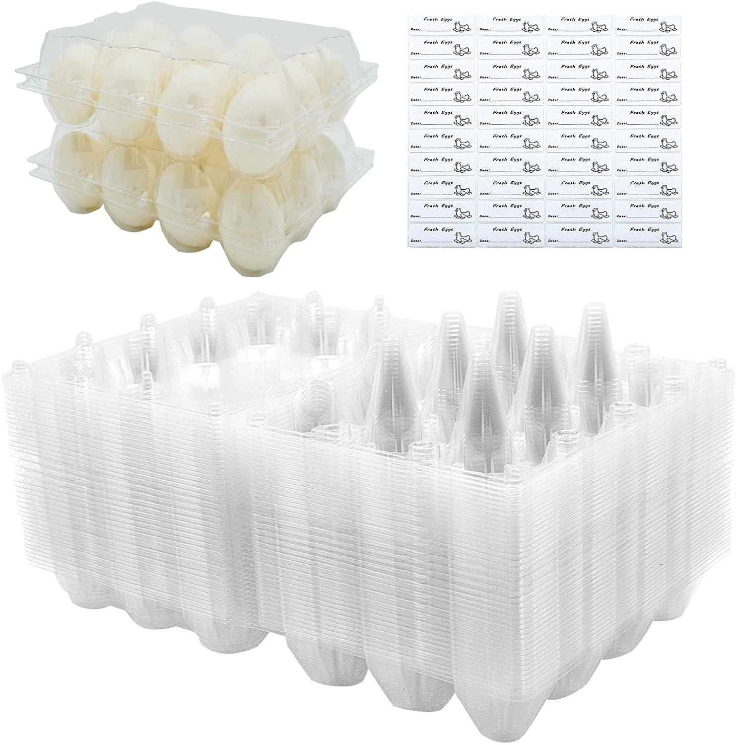Egg Cartons 40 Packs, Clear Eco-friendly Plastic Blank Egg Cartons with ...