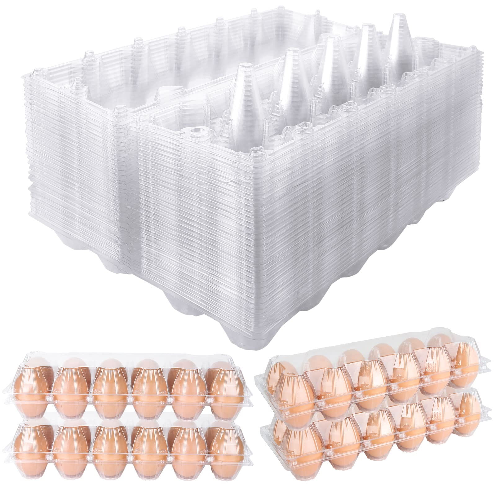 Egg Cartons Bulk, 12 Packs Empty Clear Plastic Egg Carton Holds Up to ...